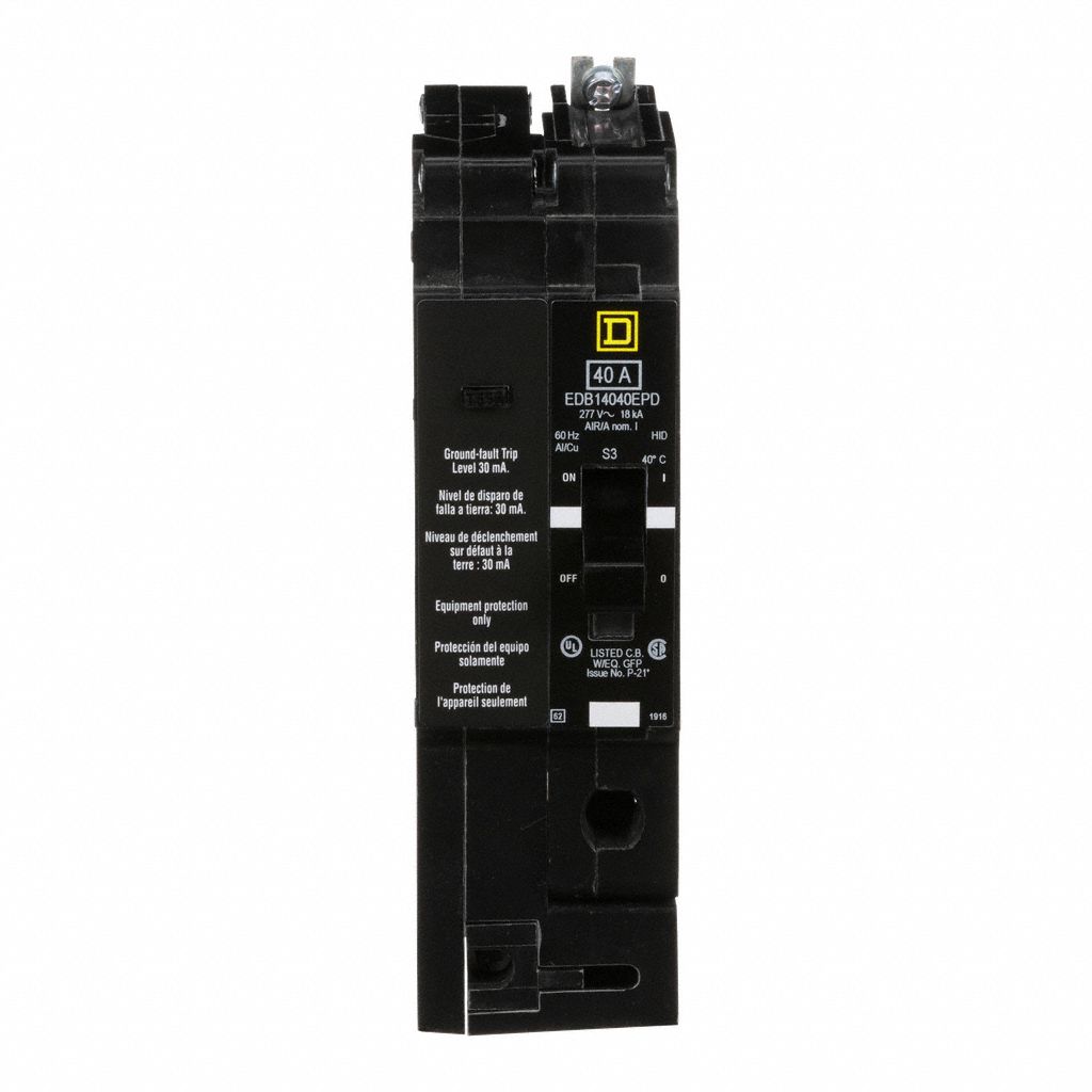 SQUARE D, 40 A, 277V AC, Miniature Circuit Breaker - 2JWD9|EDB14040EPD - Grainger
