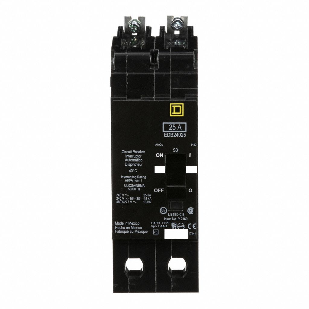 SQUARE D, 25 A, 277/480V AC, Miniature Circuit Breaker - 2JWG2|EDB24025 - Grainger
