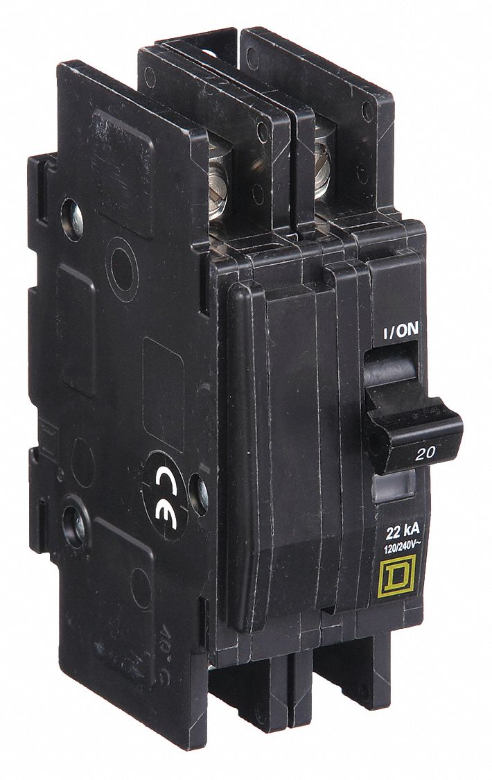SQUARE D, 20 A, 120/240V AC, Miniature Circuit Breaker - 2JXC7|QOU220VH - Grainger