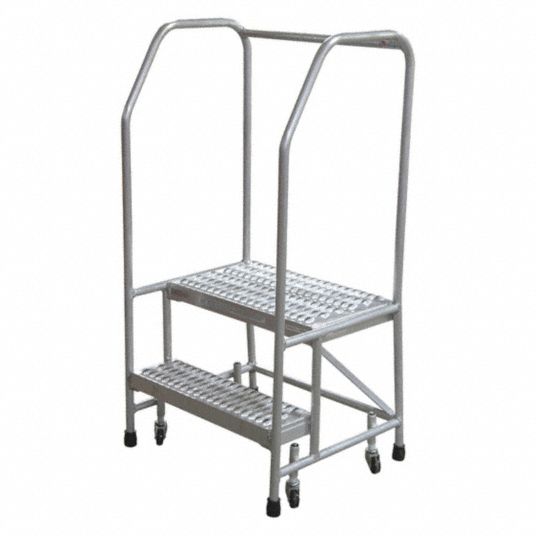 COTTERMAN 2-Step Rolling Ladder, Serrated Step Tread, 50 in Overall ...