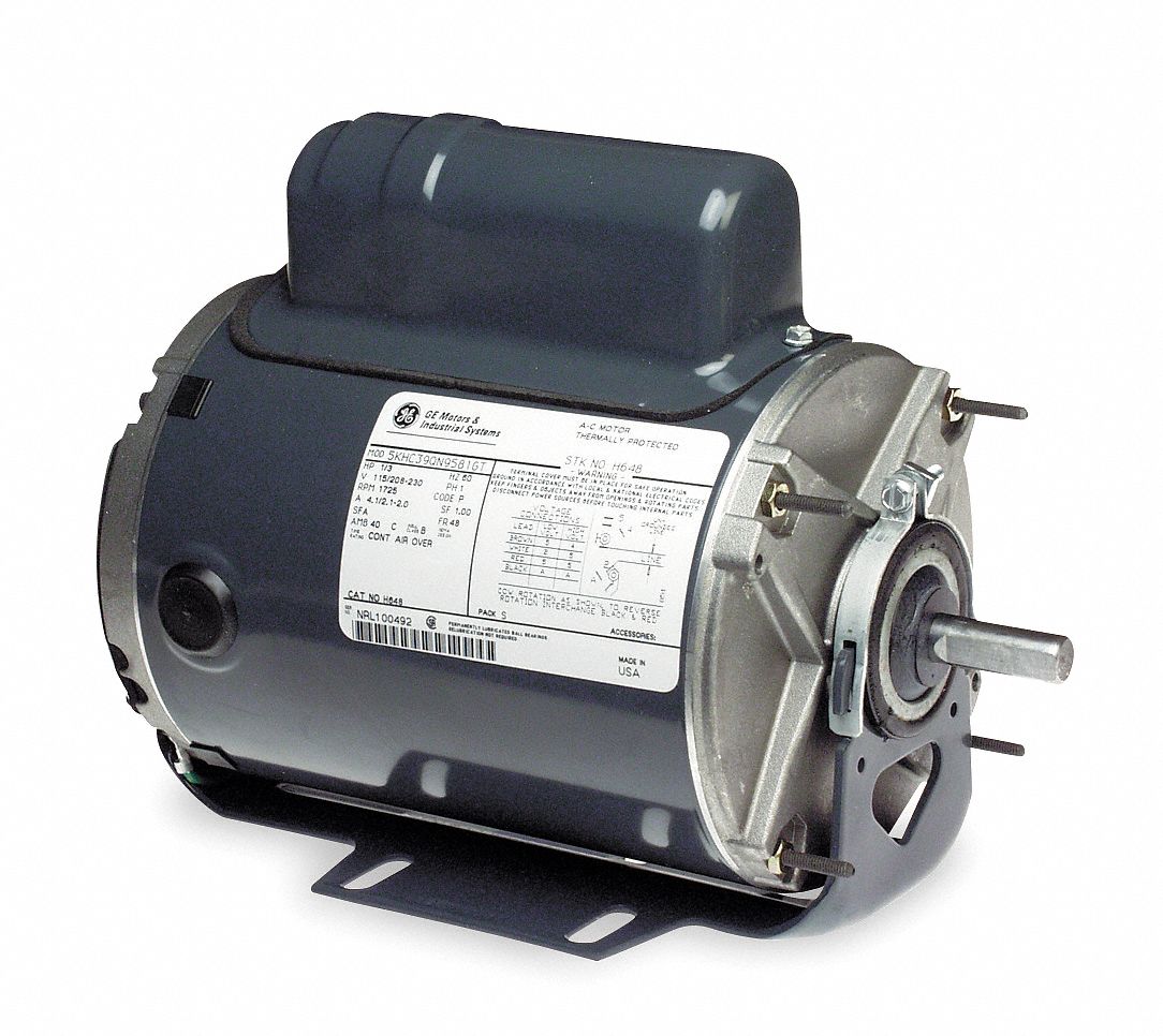 Agricultural Fan Motor, 1/2 HP, Nameplate RPM 1725, Voltage 115/208-230 ...