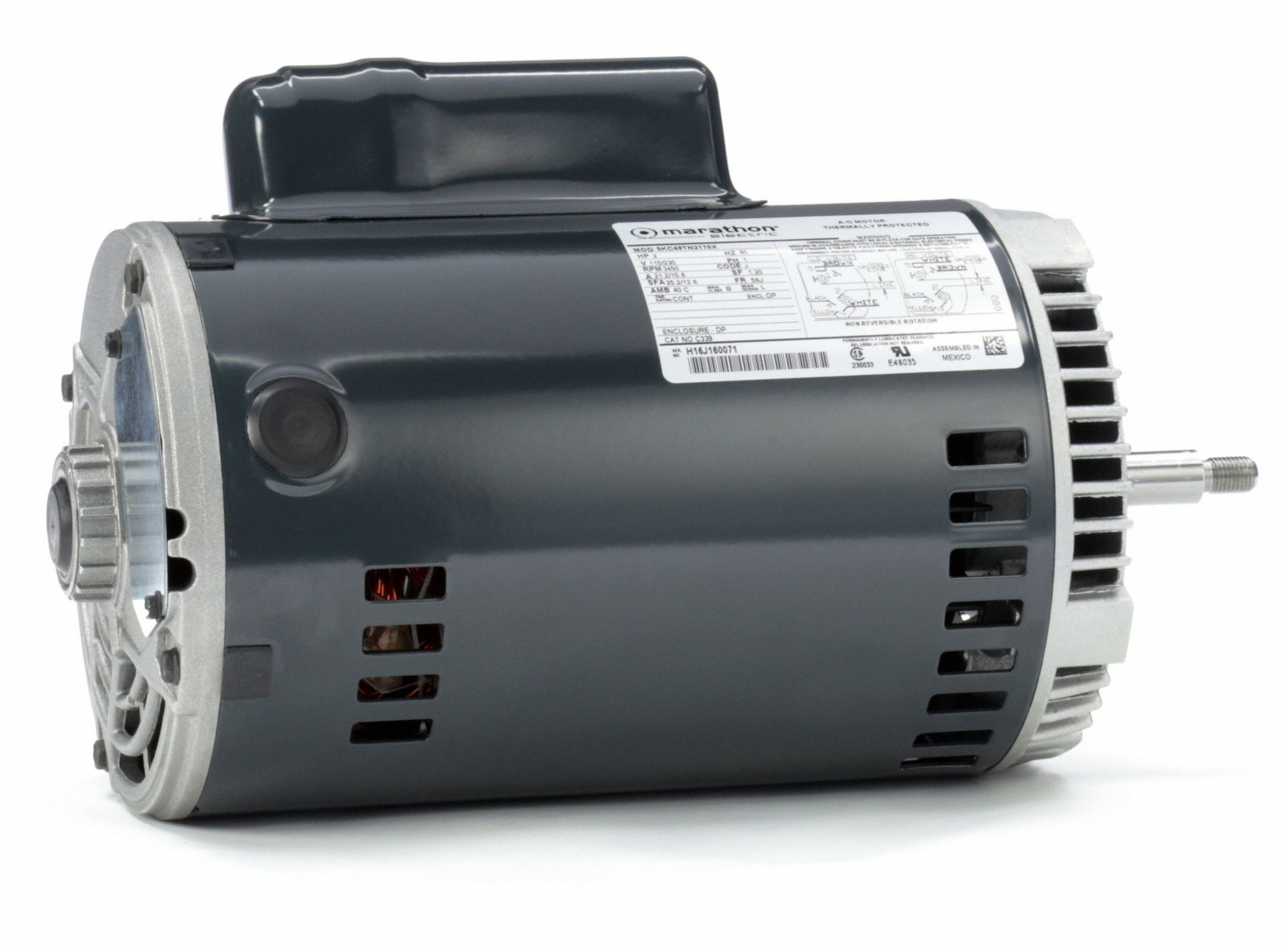 MARATHON MOTORS 2 HP Jet Pump Motor, Capacitor-Start, 3450 Nameplate ...