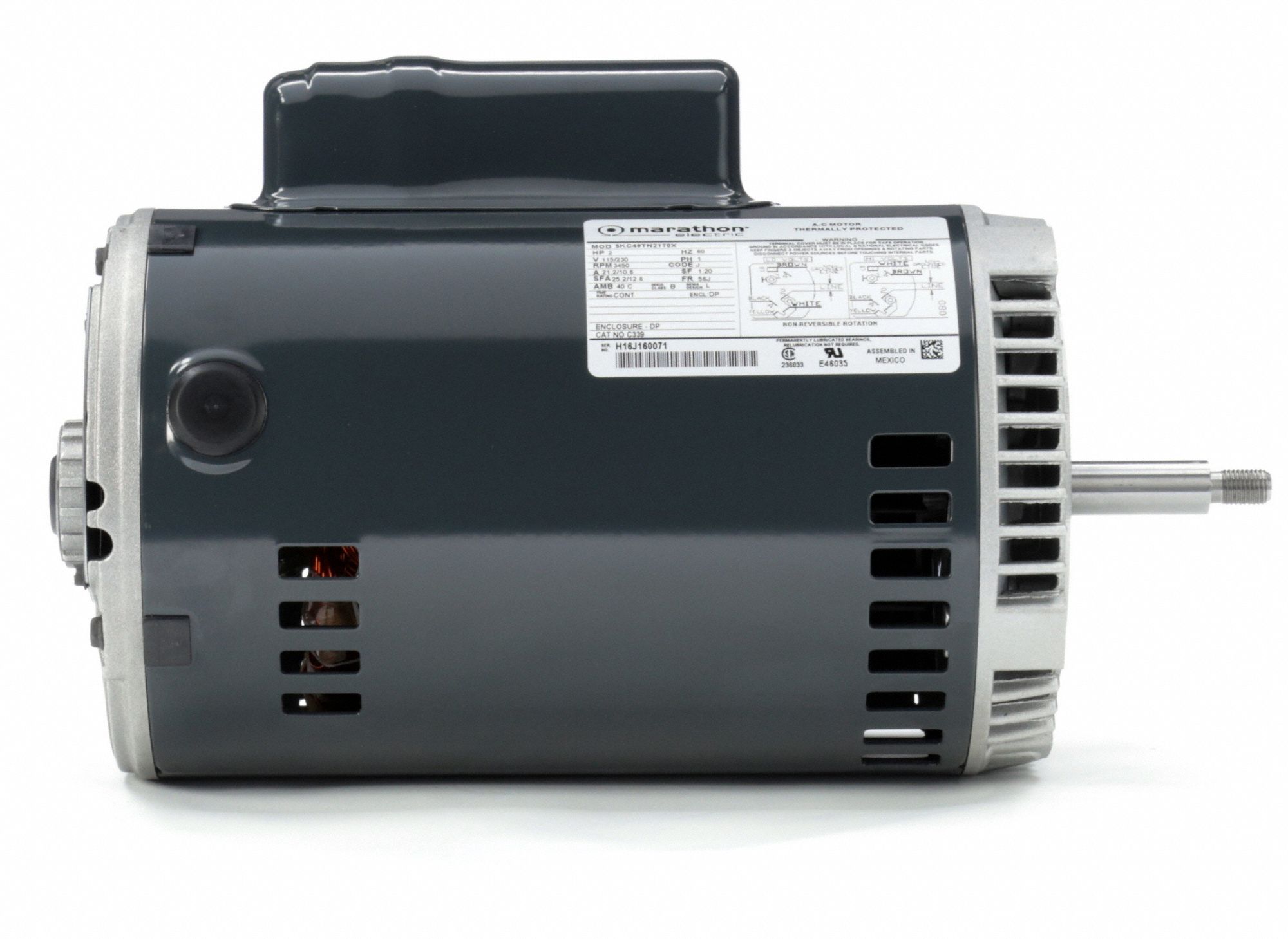 MARATHON MOTORS 2 HP Jet Pump Motor, Capacitor-Start, 3450 Nameplate ...