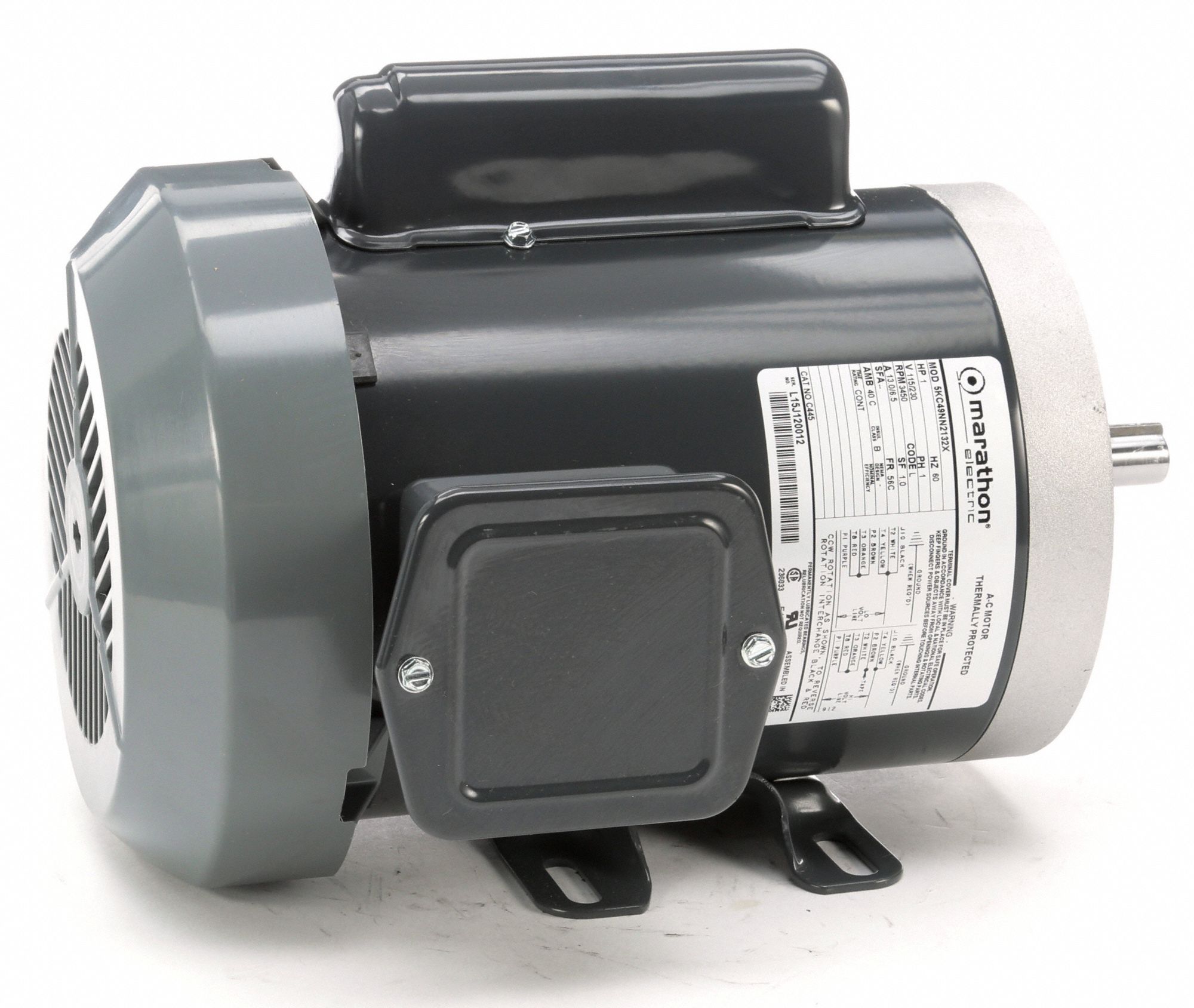 MARATHON MOTORS Jet Pump Motor: Totally Enclosed Fan-Cooled, 1 HP, 115 ...