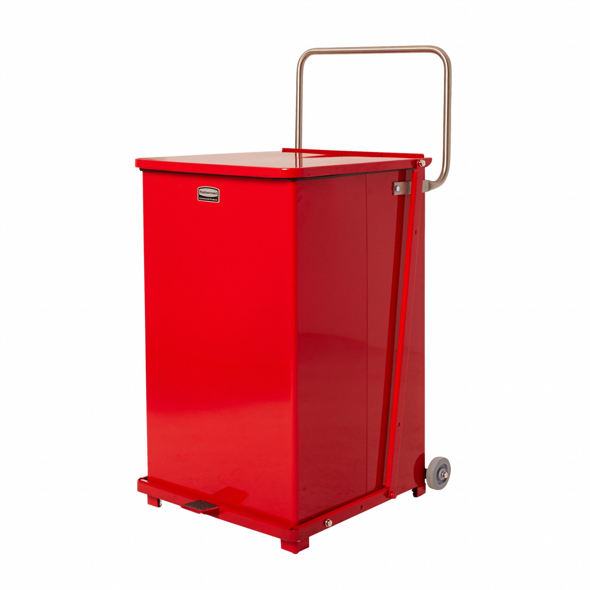 RUBBERMAID COMMERCIAL PRODUCTS Step Can, 40 gal, Wheeled, Square, Metal ...