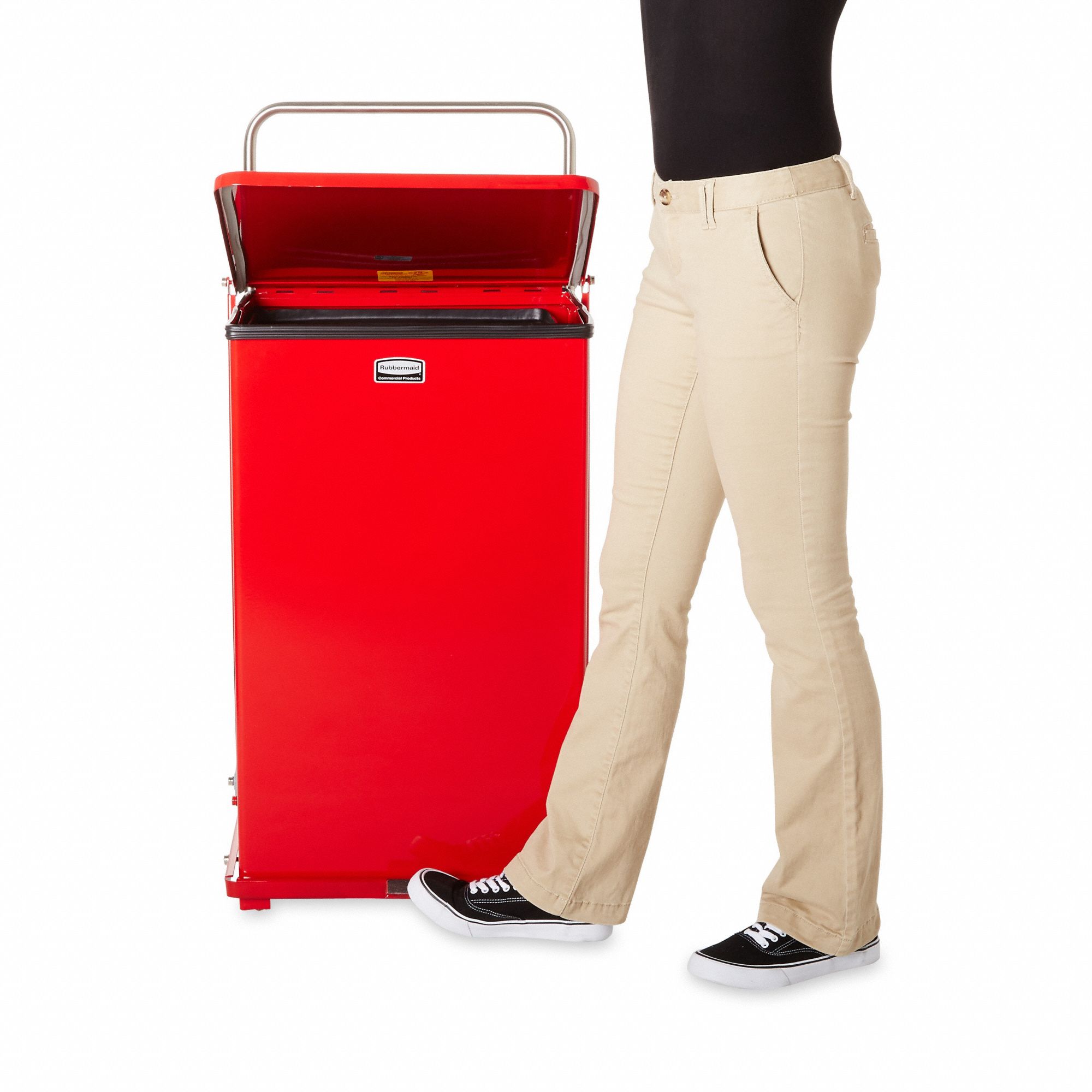 RUBBERMAID COMMERCIAL PRODUCTS Step Can, 40 gal, Wheeled, Square, Metal ...