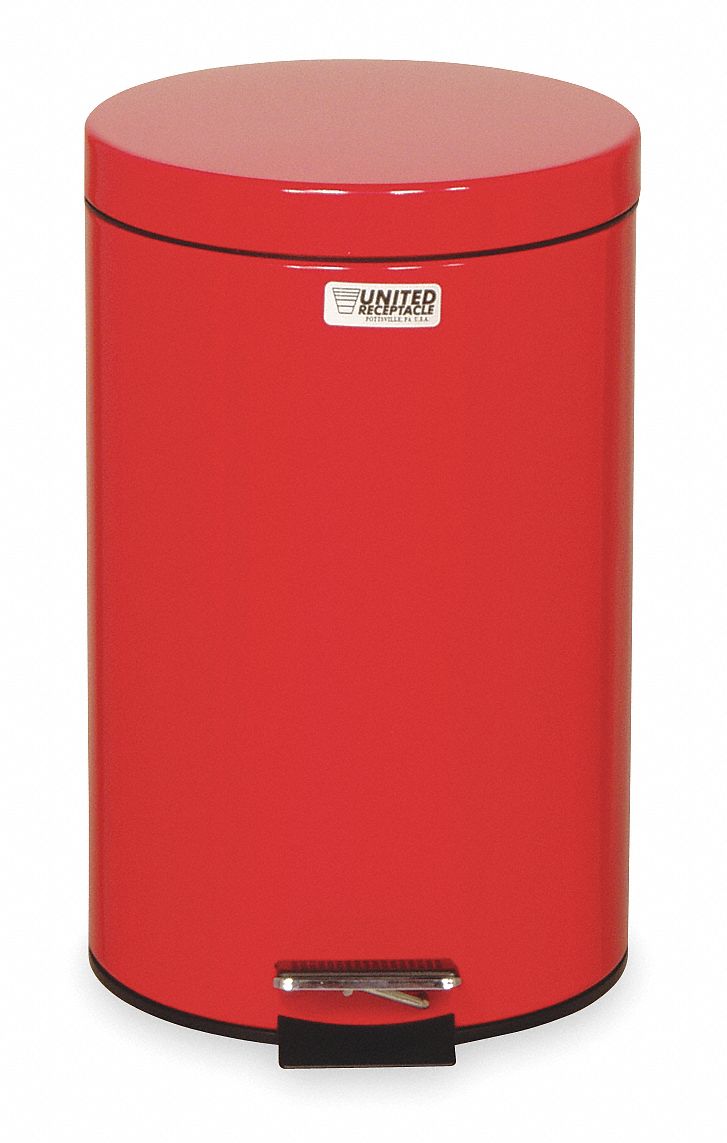 3-1/2 gal, Round, Red - Grainger