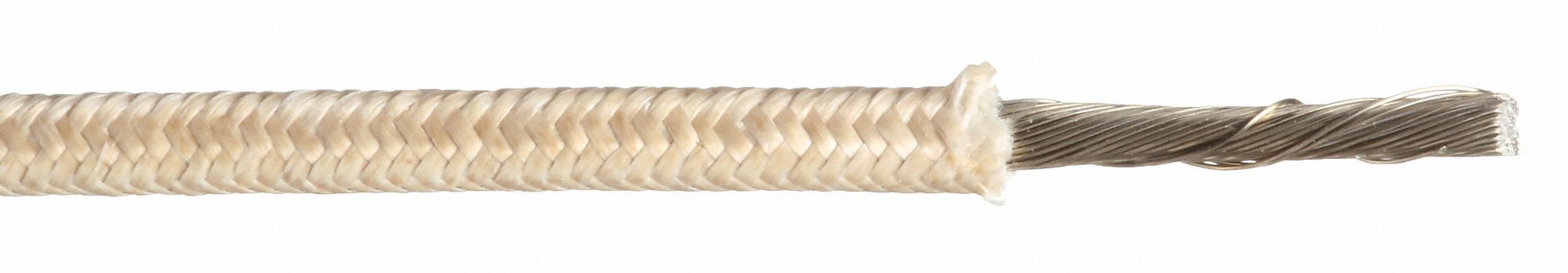 TEMPCO High Temp Lead Wire: 12 AWG Wire Size, Natural, 100 ft Lg ...