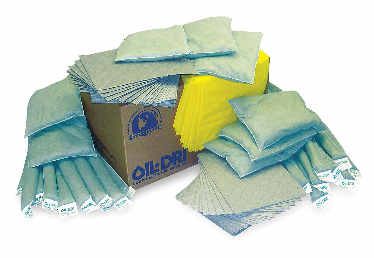 OIL-DRI, 109 gal Volume Absorbed Per Kit, Box, Spill Kit Refill - 2KE70 ...