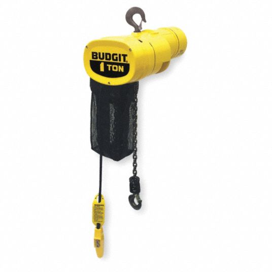 BUDGIT H4 Electric Chain Hoist, 2000 lb Load Capacity, 115/230V, 15 ft ...