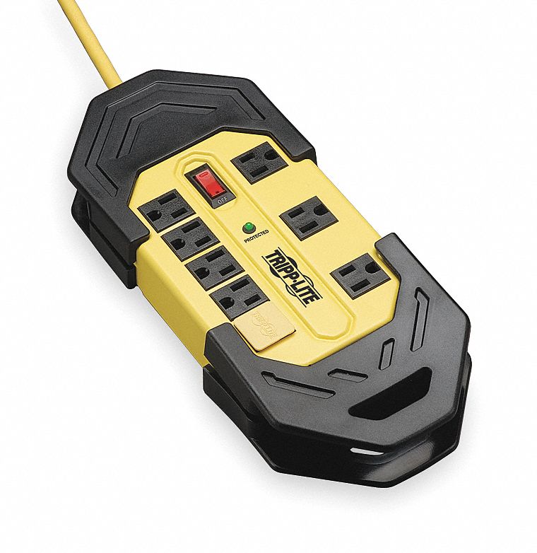 Surge Protector Outlet Strip, 8 Total Number of Outlets, Yellow/Black ...