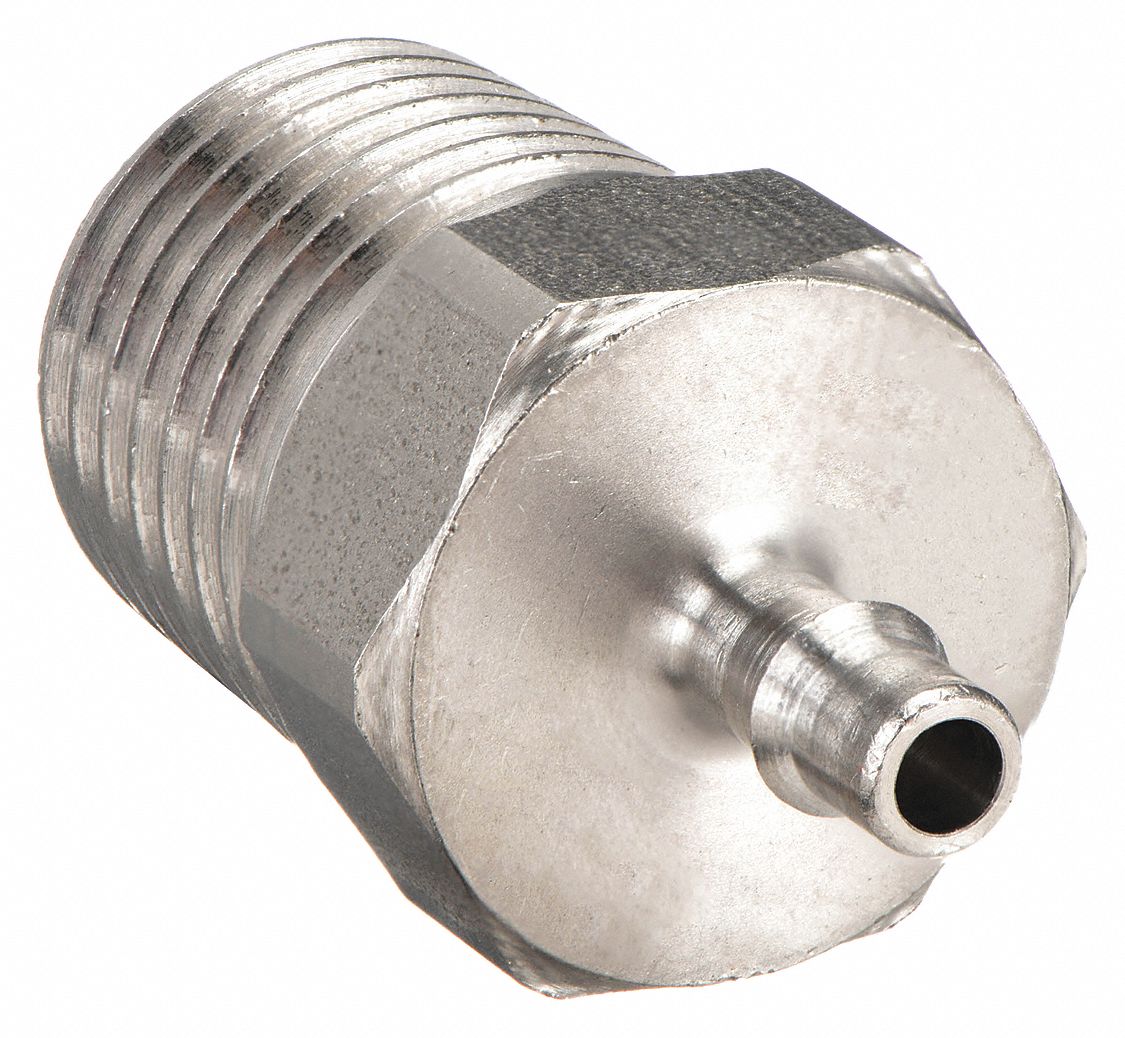 Barbed/Threaded, 1/8 in ID x 1/4 in Pipe Fitting Size, Barbed Fitting Adapter - 2KHR5|EB30-1/4 ...