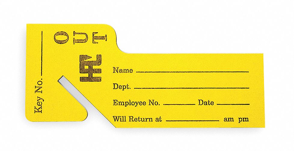 HPC Key Receipt Slip Blank Key Tag, Yellow; PK100 - 2KKA6|OT-100 - Grainger