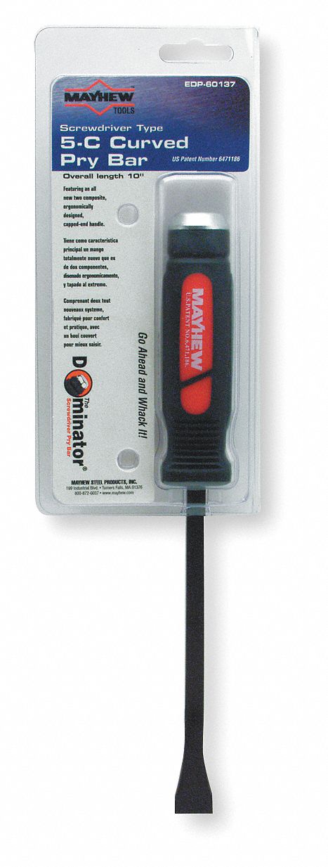 DOMINATOR Screwdriver Handle Pry Bar: Chisel End, 10 in Overall Lg, 3/8 ...