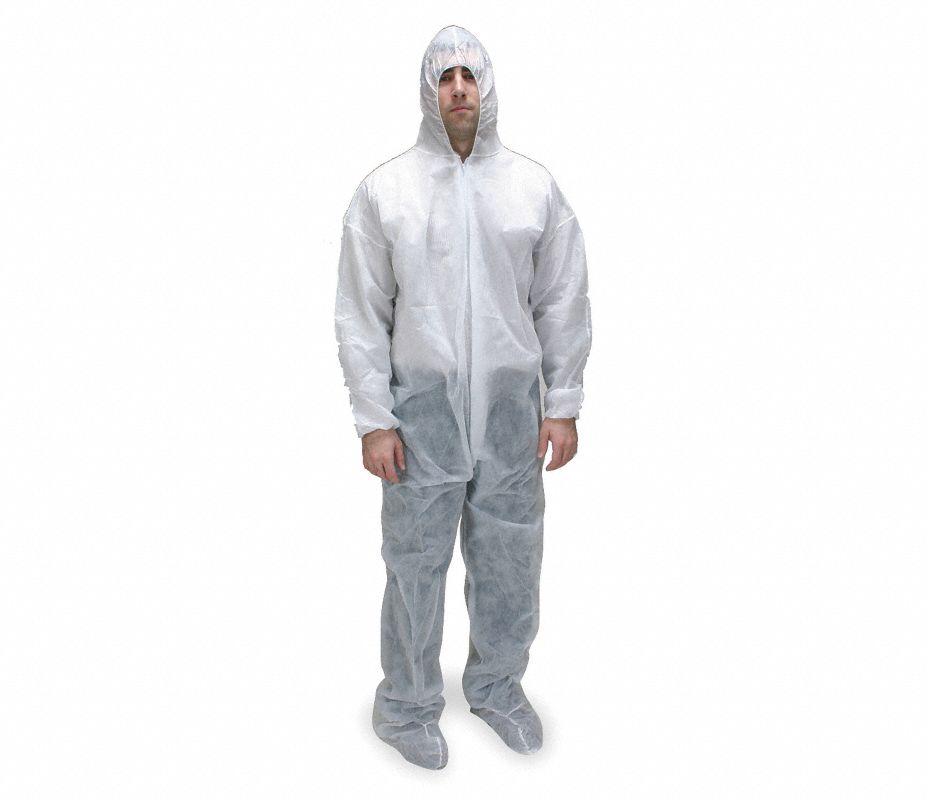 CONDOR Overol Desechable con Capucha Polipropileno Blanco Talla G ...