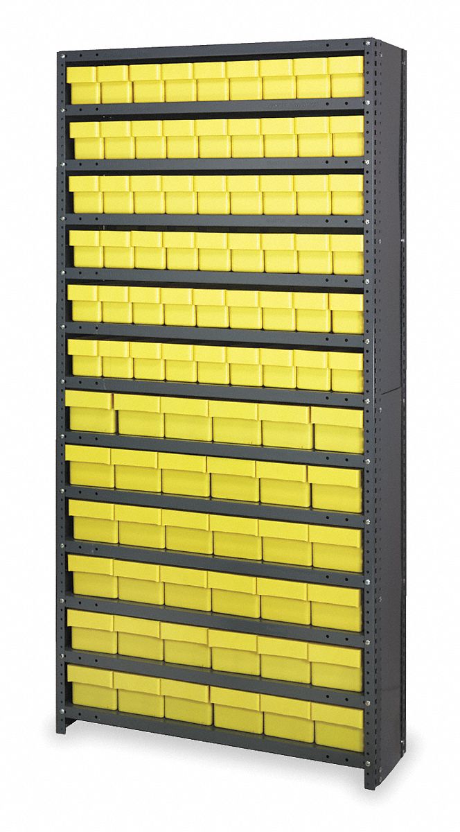 QUANTUM STORAGE SYSTEMS, 36 in x 18 in x 75 in, 1 Sided, Enclosed Bin ...