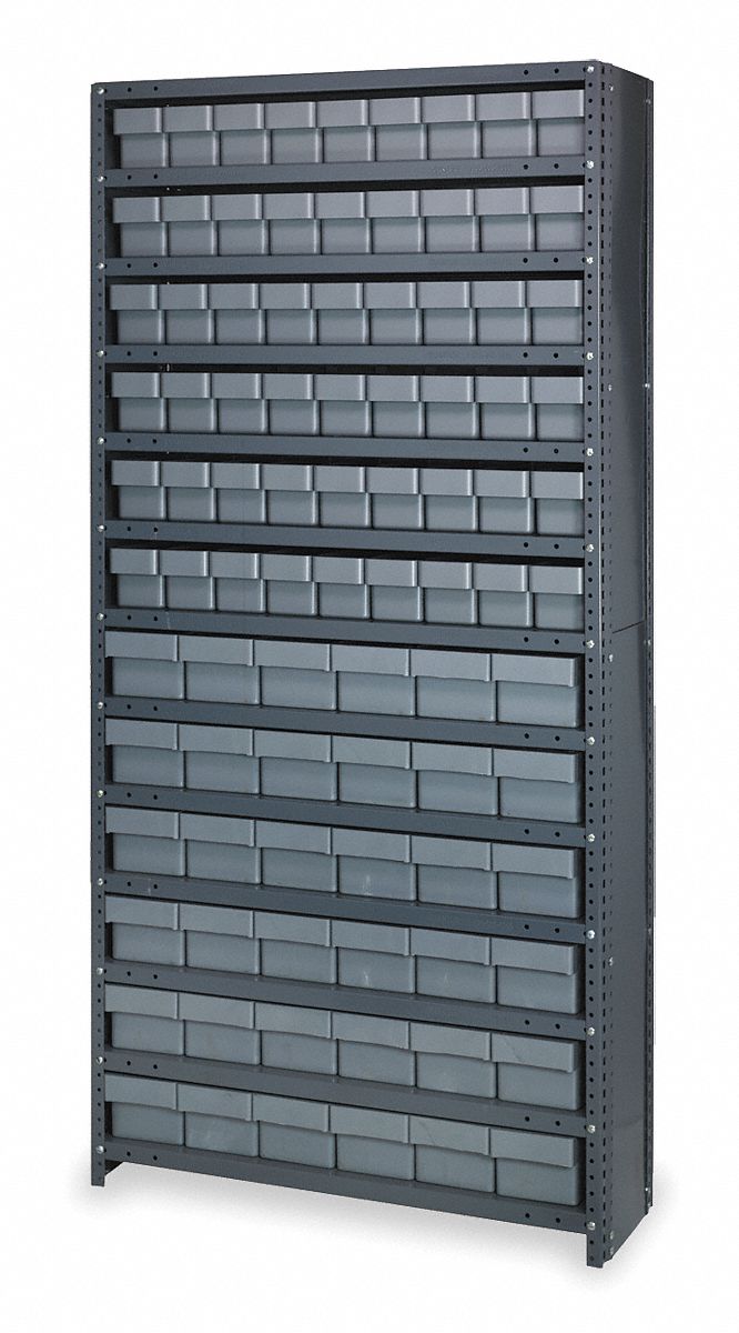 QUANTUM STORAGE SYSTEMS, 36 in x 18 in x 75 in, 1 Sided, Enclosed Bin ...