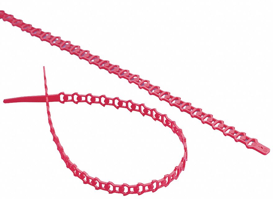 Cable Tie, Releasable, Color Red, PK 100 - Grainger