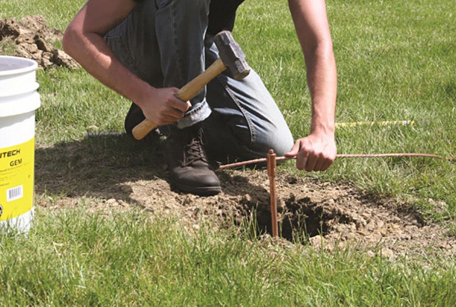 NVENT ERICO Pointed End Ground Rod: 5/8 in Dia, 10 ft Overall Lg ...