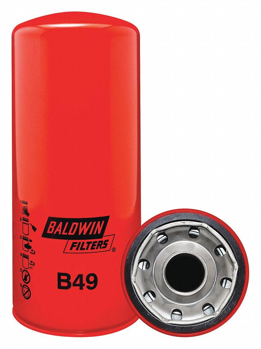 BALDWIN FILTERS, B49, 1 1/2"-16 Thread Size, Oil Filter - 2KZD2|B49 ...