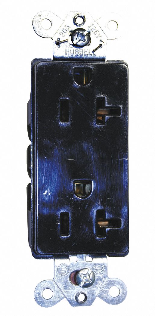 20, Commercial, Receptacle, Black, No Tamper Resistant - Grainger