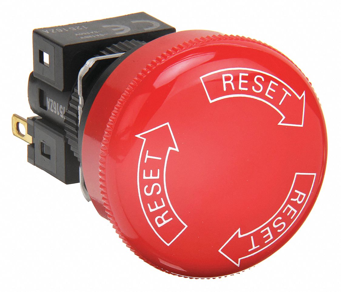 OMRON, Non-Illuminated, Mushroom Head Profile, Emergency Stop Push Button - 2LCB4|A165E-S-02 ...