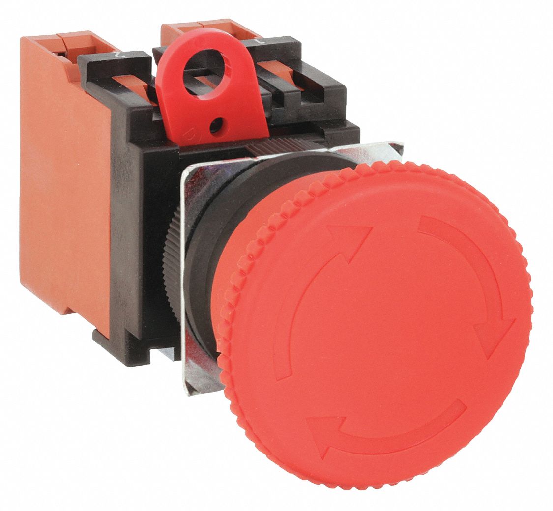 OMRON, Non-Illuminated, Mushroom Head Profile, Emergency Stop Push Button - 2LCB8|A22E-M-02 ...