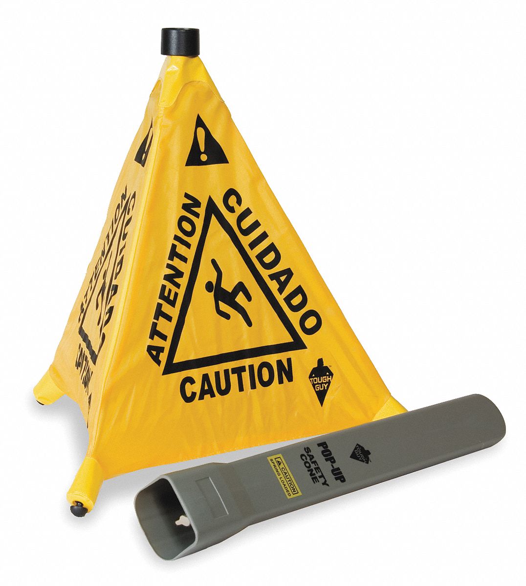 Folding Safety Cone, Caution Multilingual, 19 in Width - Grainger