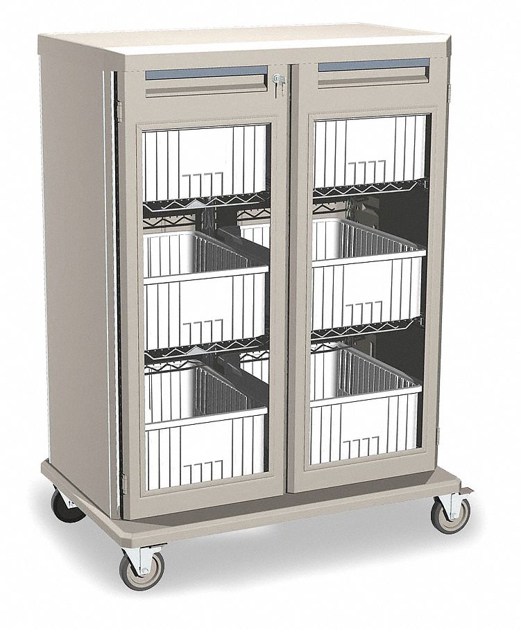 IV Cart,Polymer,Taupe,w/6 Tote Boxes - Grainger