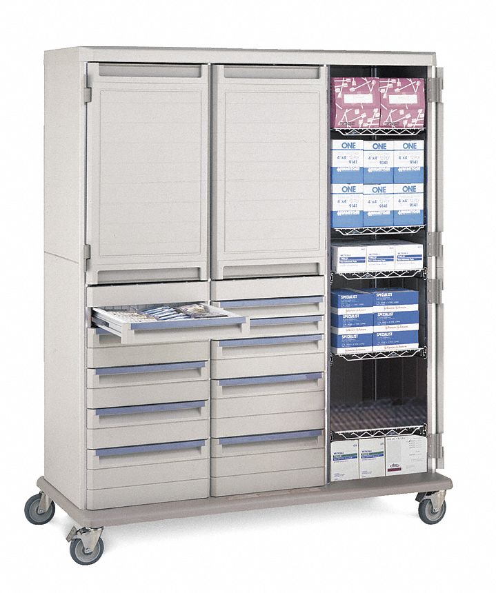 Tall Mobile Cart,Preconfigured,10Shelves - Grainger