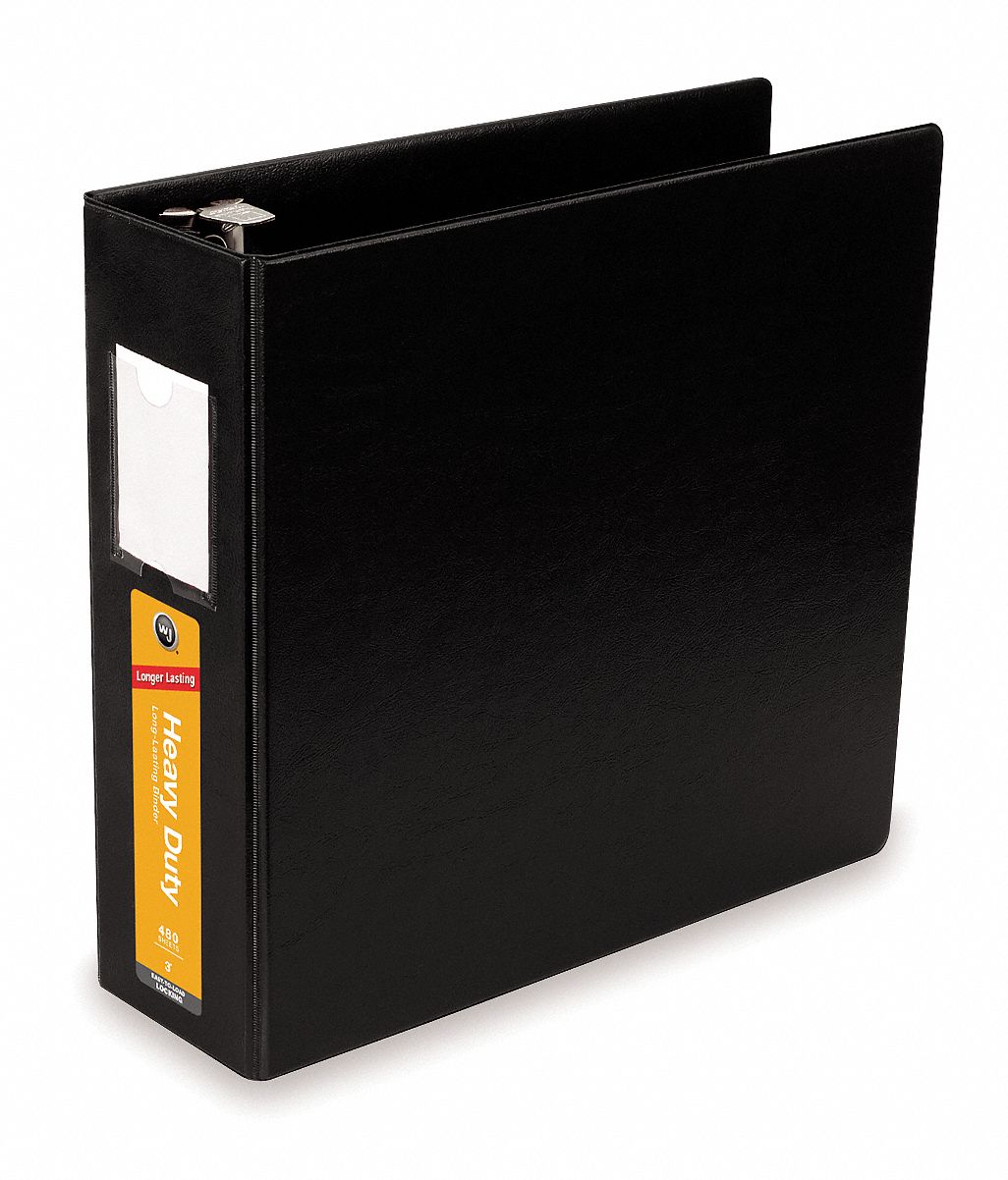 Binder,HD,D-Ring,3in,Poly,Blk - Grainger