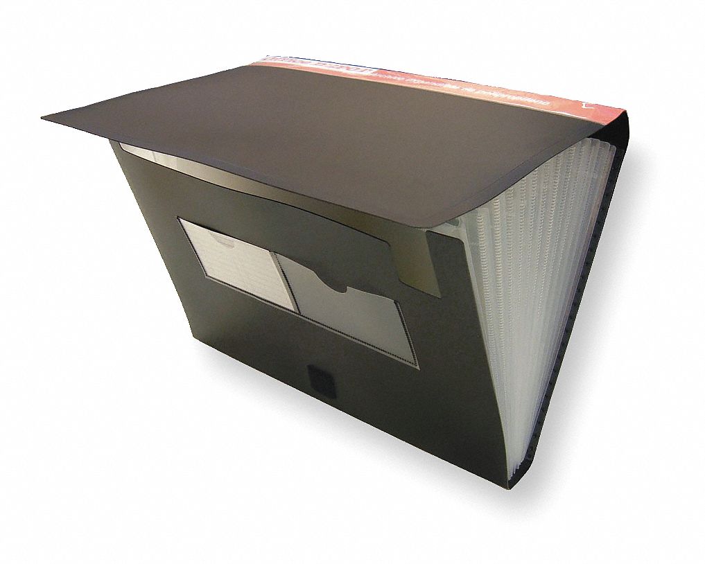 13 Pocket Polypropylene/Paper Expandable File, Black - Grainger