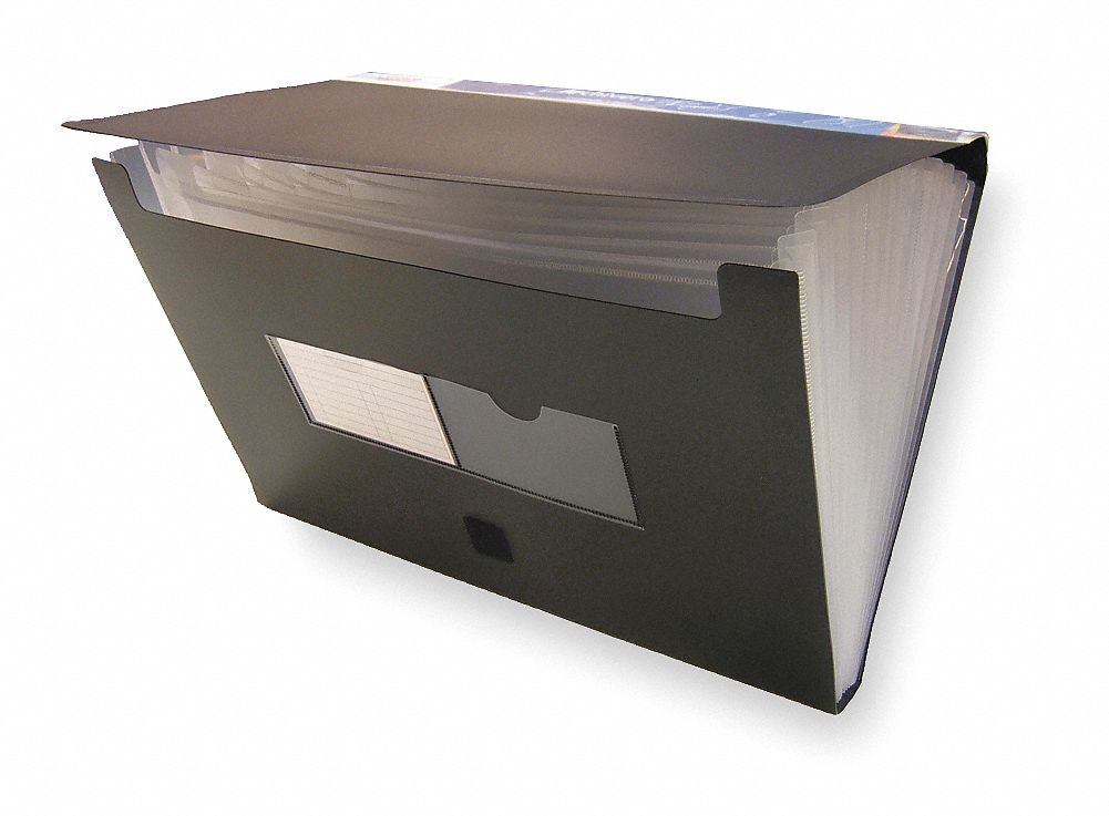 13 Pocket Polypropylene/Paper Expandable File, Black - Grainger
