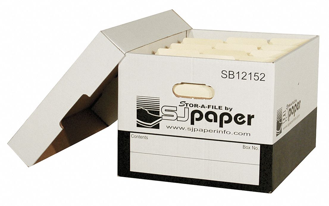 Record Storage Box, 10 1/4 in Height, 12 in Width, 15 in Depth, 1000 lb ...