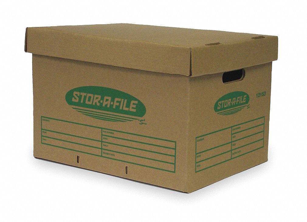 Record Storage Box, 10 1/4 in Height, 12 in Width, 15 in Depth, 1050 lb ...