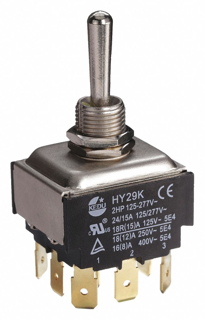 POWER FIRST, 3PDT, Quick Connect Tab Connection, Toggle Switch - 2LMY9 ...