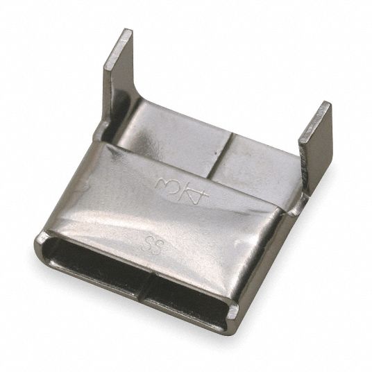 BAND-IT Banding Clip: Fits 3/4 in Strap Wd, 200/300 Stainless Steel ...
