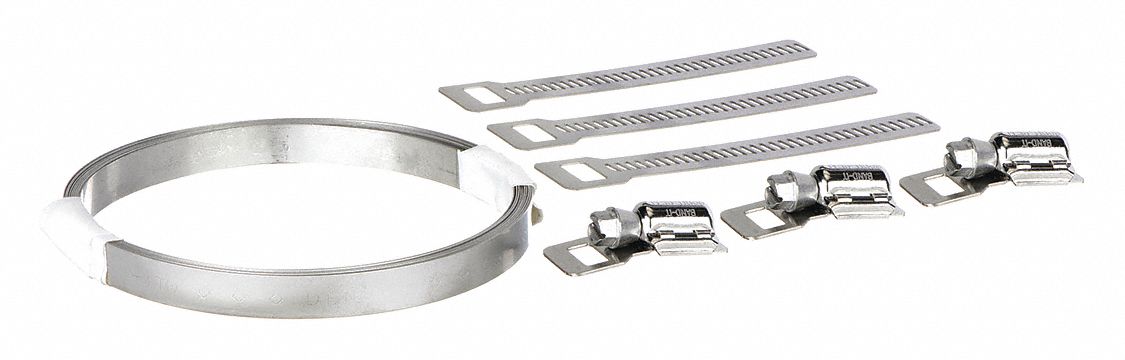 201 Stainless Steel, 0.02 in Band Thick, Adjustable Clamp Kit - 2LPC9 ...