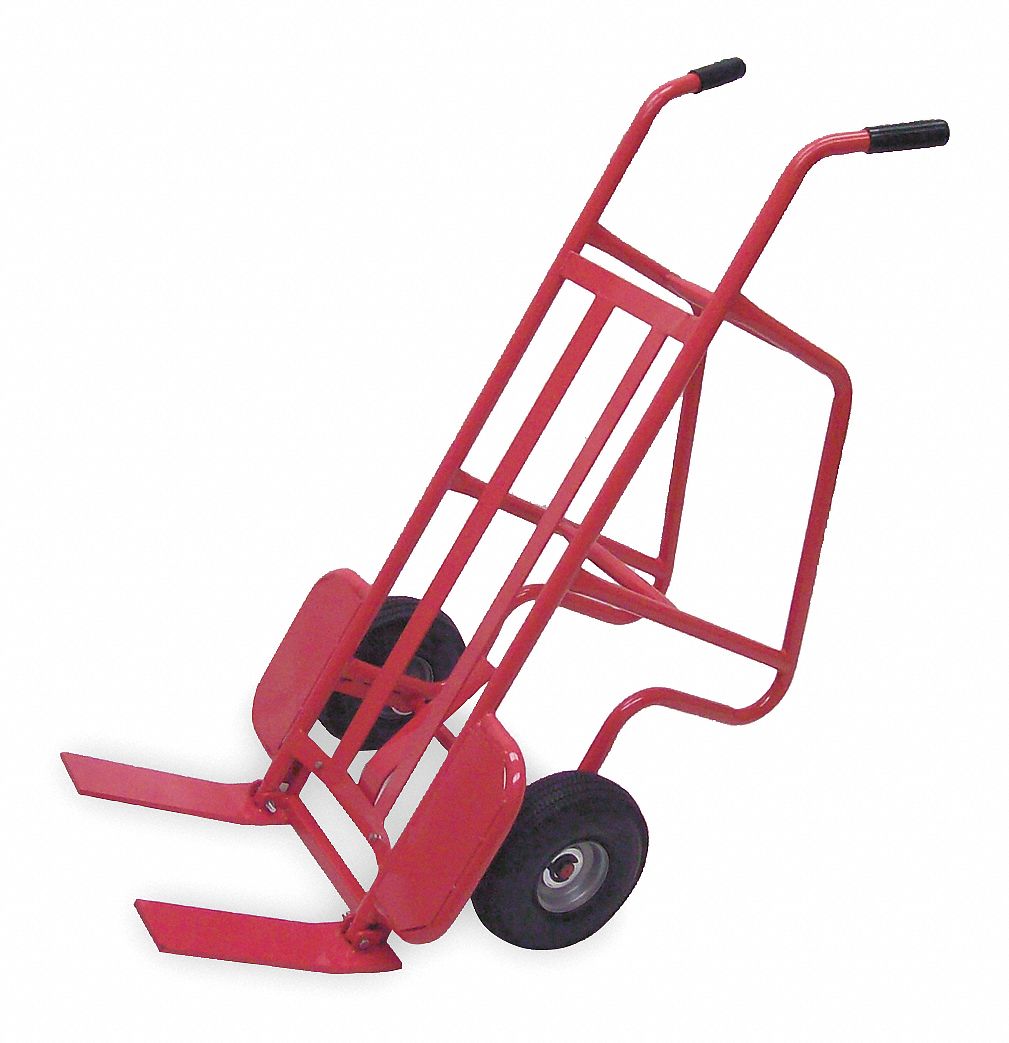 DAYTON Tilting Fork Hand Truck, Dual Grip, 600 lb. Overall Height 54 ...