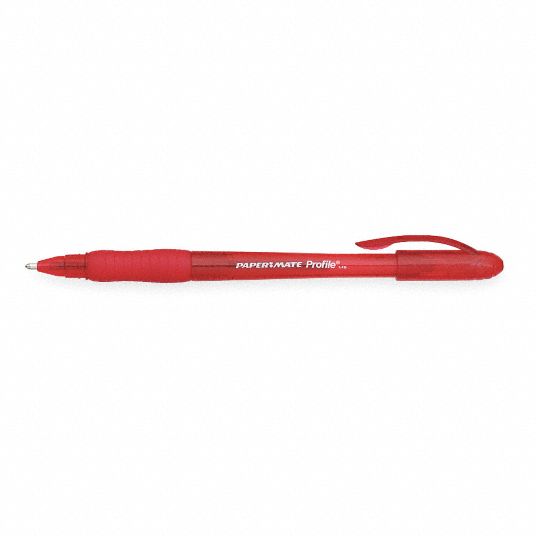 Ballpoint Pen, Barrel Material Plastic, Barrel Color Red, PK 12 - Grainger