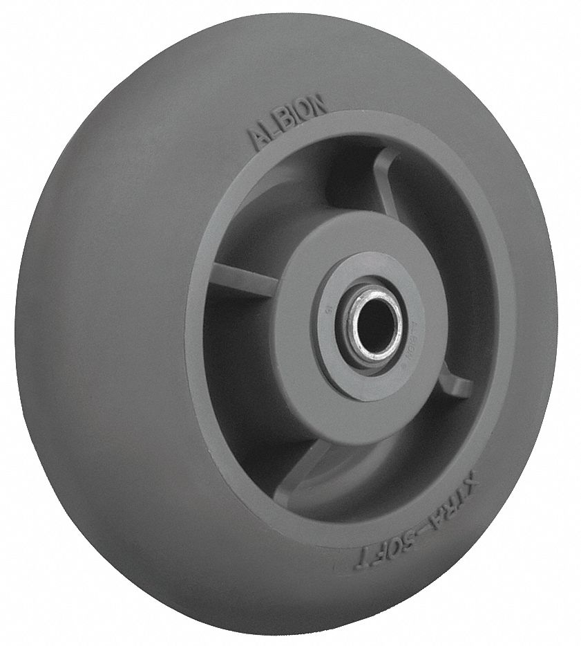 Nonmarking Rubber Tread on Plastic Core Wheel, 8 in Wheel Dia., 500 lb ...