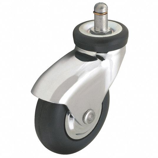 Quiet-Roll Friction-Ring Stem Caster, 3 in Wheel Dia., 110 lb Load ...