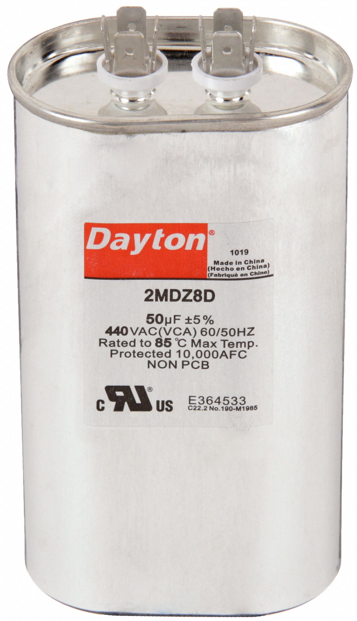 DAYTON, Oval, 440V AC, Motor Run Capacitor - 2MDZ8|2MDZ8 - Grainger