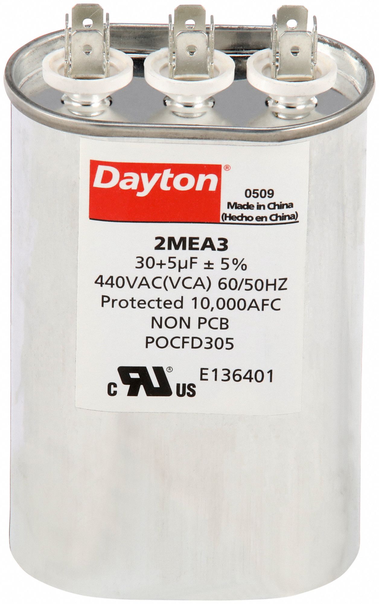 DAYTON, Oval, 440V AC, Motor Dual Run Capacitor - 2MEA3|2MEA3 - Grainger