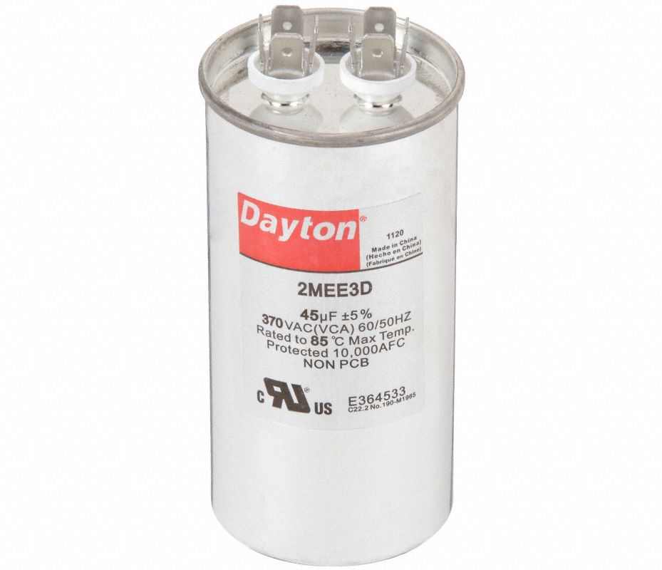 DAYTON Capacitor c/Motor Op.,Micro 45,Hz 60/50 - Capacitores de ...