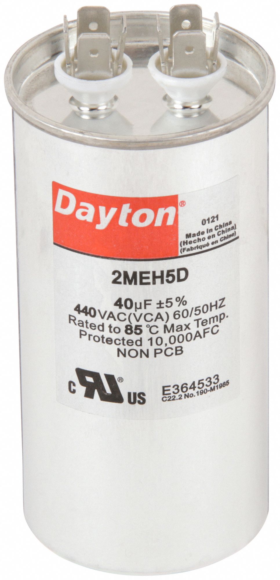 DAYTON, Round, 440V AC, Motor Run Capacitor - 2MEH5|2MEH5 - Grainger
