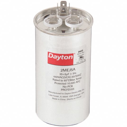 DAYTON, Round, 440V AC, Motor Dual Run Capacitor - 2MEJ5|2MEJ5 - Grainger