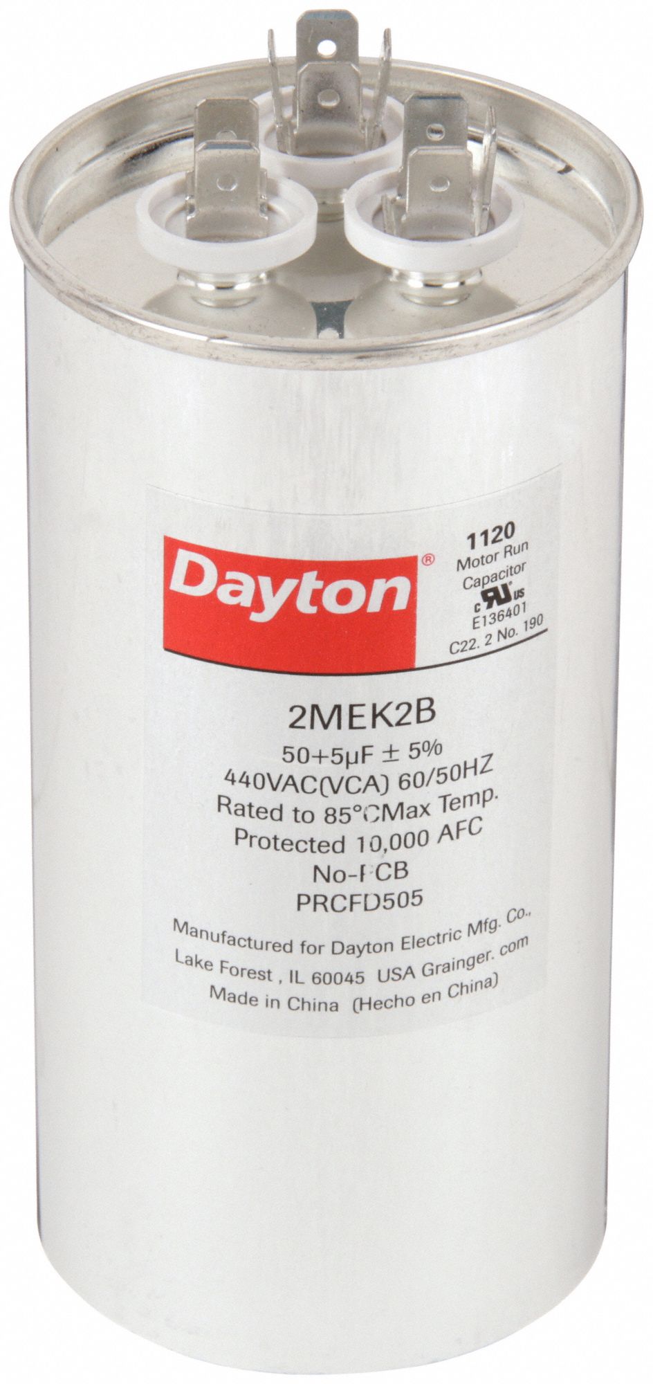 DAYTON, Round, 440V AC, Motor Dual Run Capacitor - 2MEK2|2MEK2 - Grainger