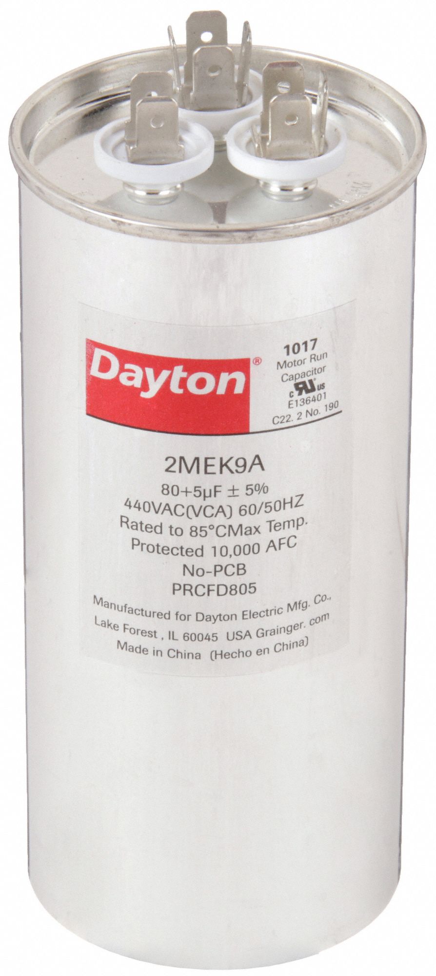 DAYTON, Round, 440V AC, Motor Dual Run Capacitor - 2MEK9|2MEK9 - Grainger