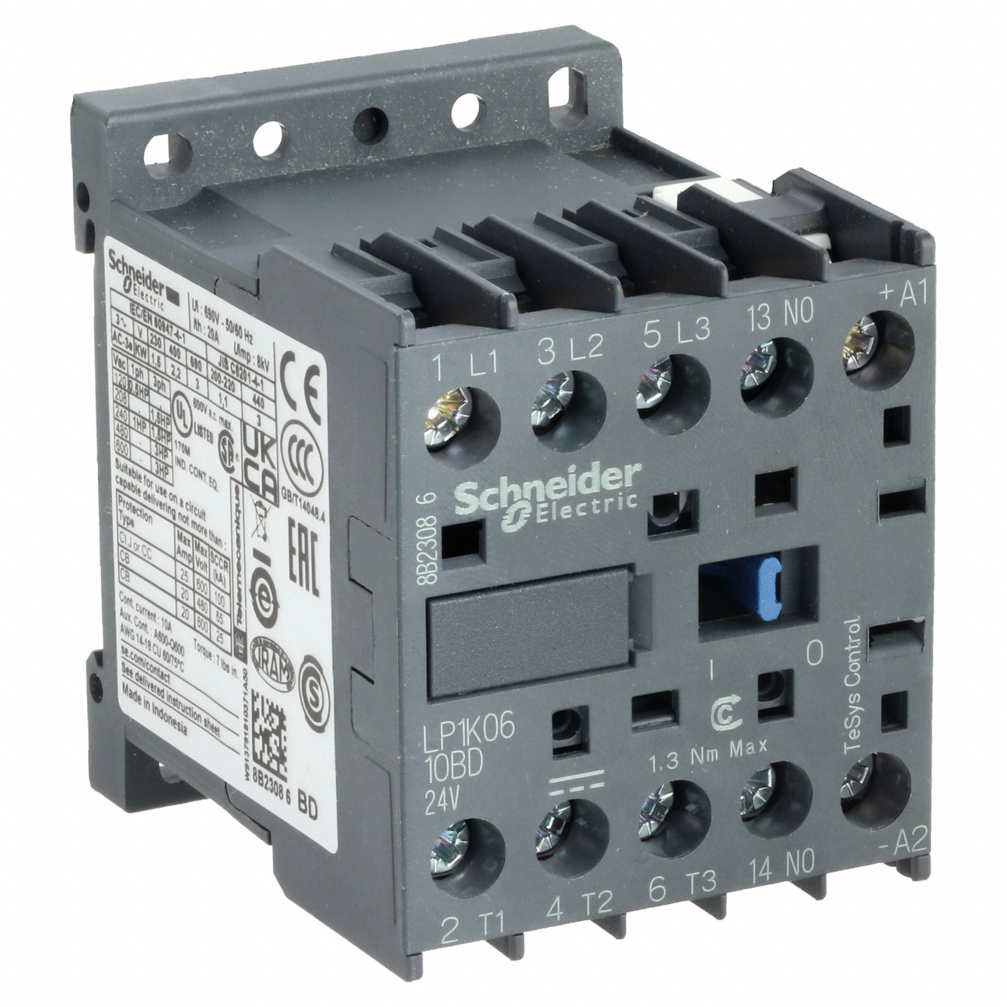 SCHNEIDER, Non-Reversing, 3 Poles, Miniature IEC Magnetic Contactor ...
